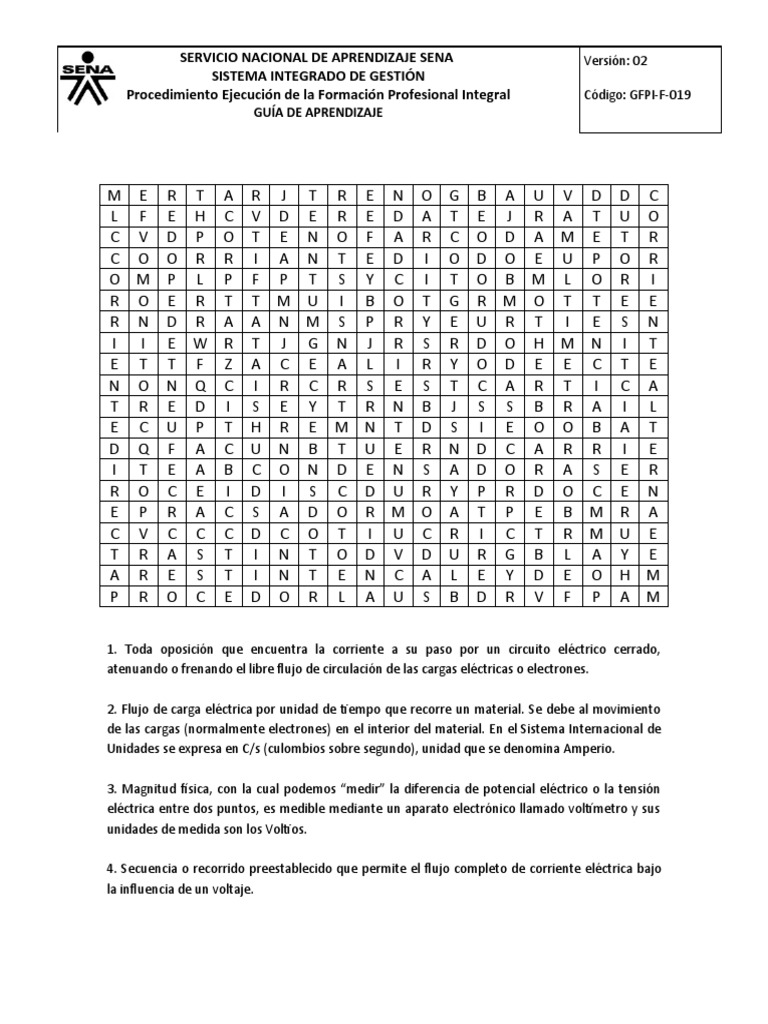 Act 2 - Sopa de Letras | PDF | Electrónica | Corriente eléctrica