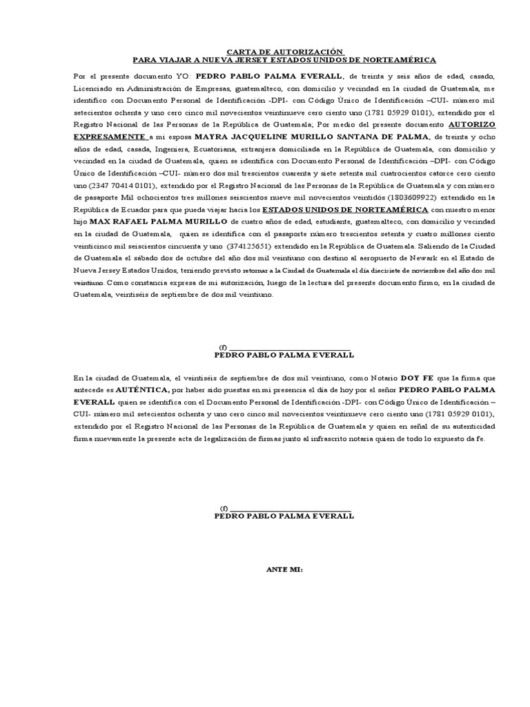Autorización de Viaje a Nueva Jersey | PDF | Guatemala