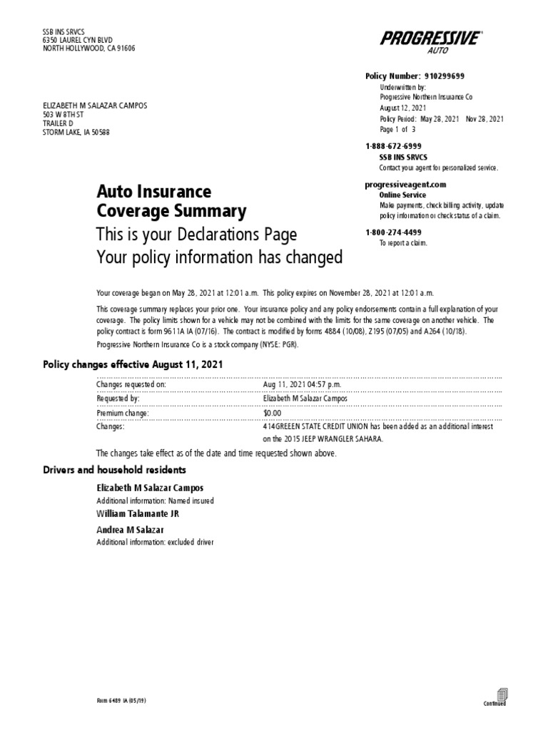 Declarations Page 1 | PDF | Insurance | Deductible