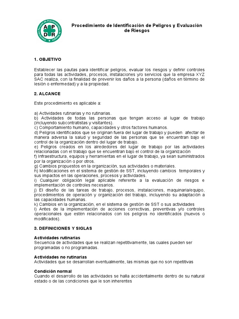 Anexo 52 Procedimiento IPER | PDF | Evaluación | Riesgo