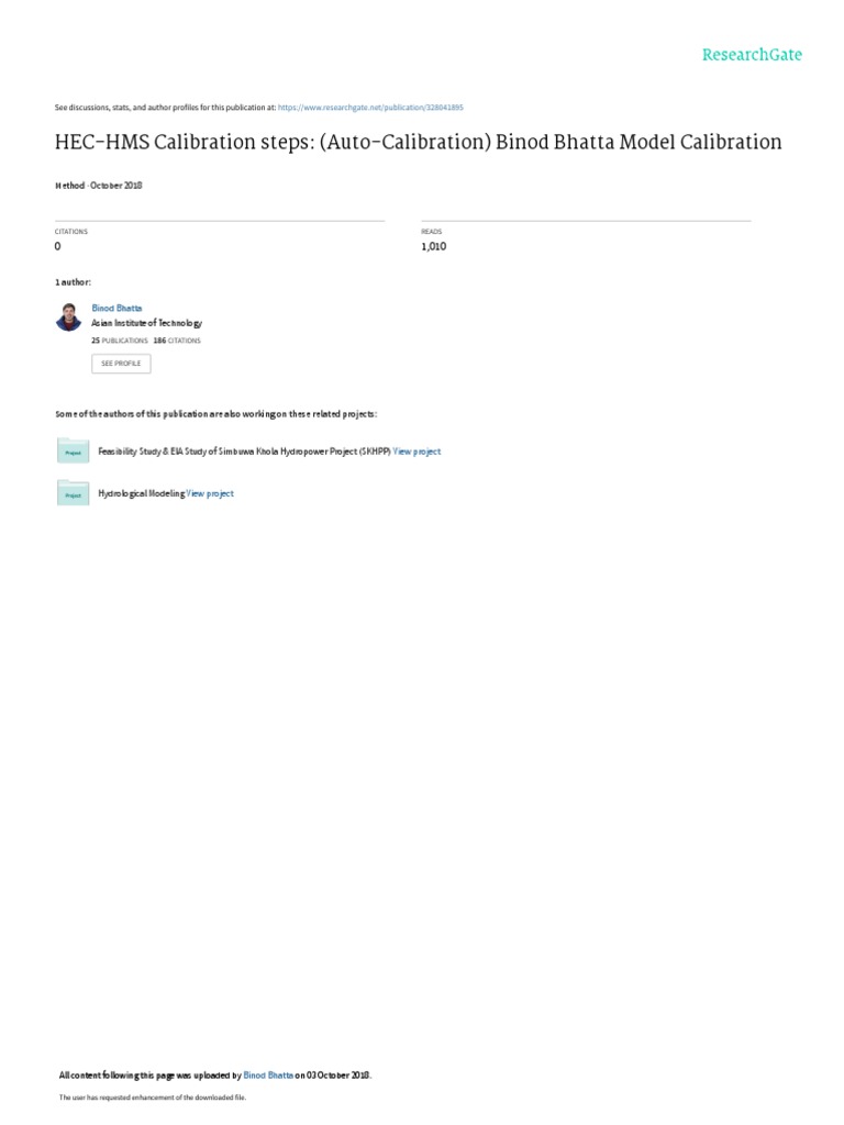 HEC-HMS Calibration Steps: (Auto-Calibration) Binod Bhatta Model Calibration | PDF ...