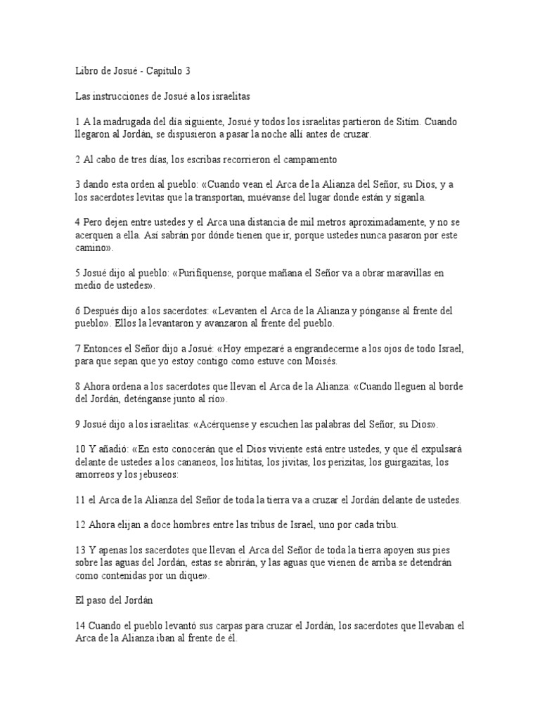 Libro de Josué - Capítulo 3 | PDF | Joshua | Arca de la Alianza