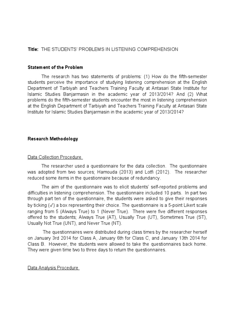 Listening Problems | PDF | Self Report Study | Cognition