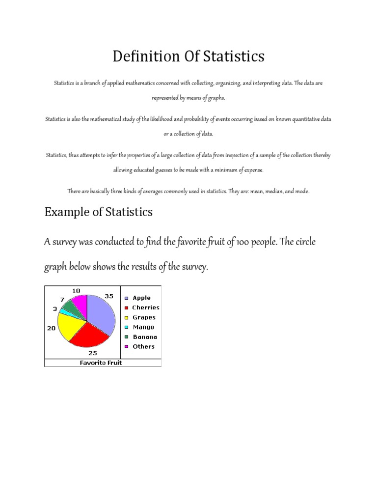 Definition of Statistics | Download Free PDF | Variance | Probability ...