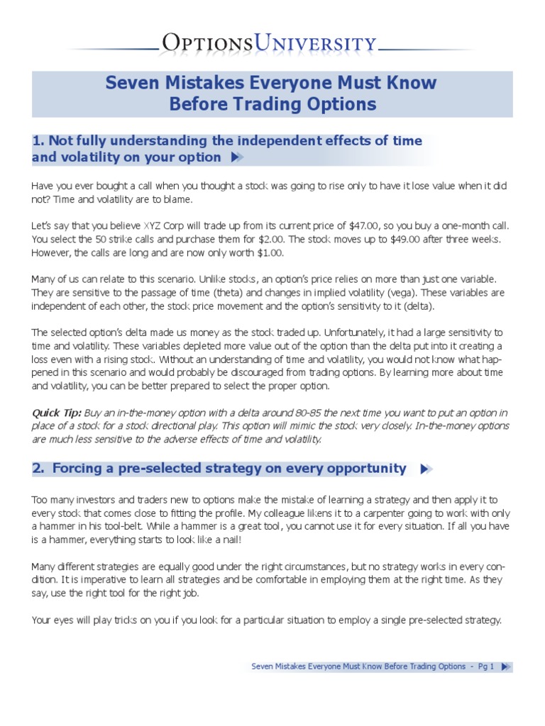 Understanding Options Trading Mistakes | PDF | Greeks (Finance ...