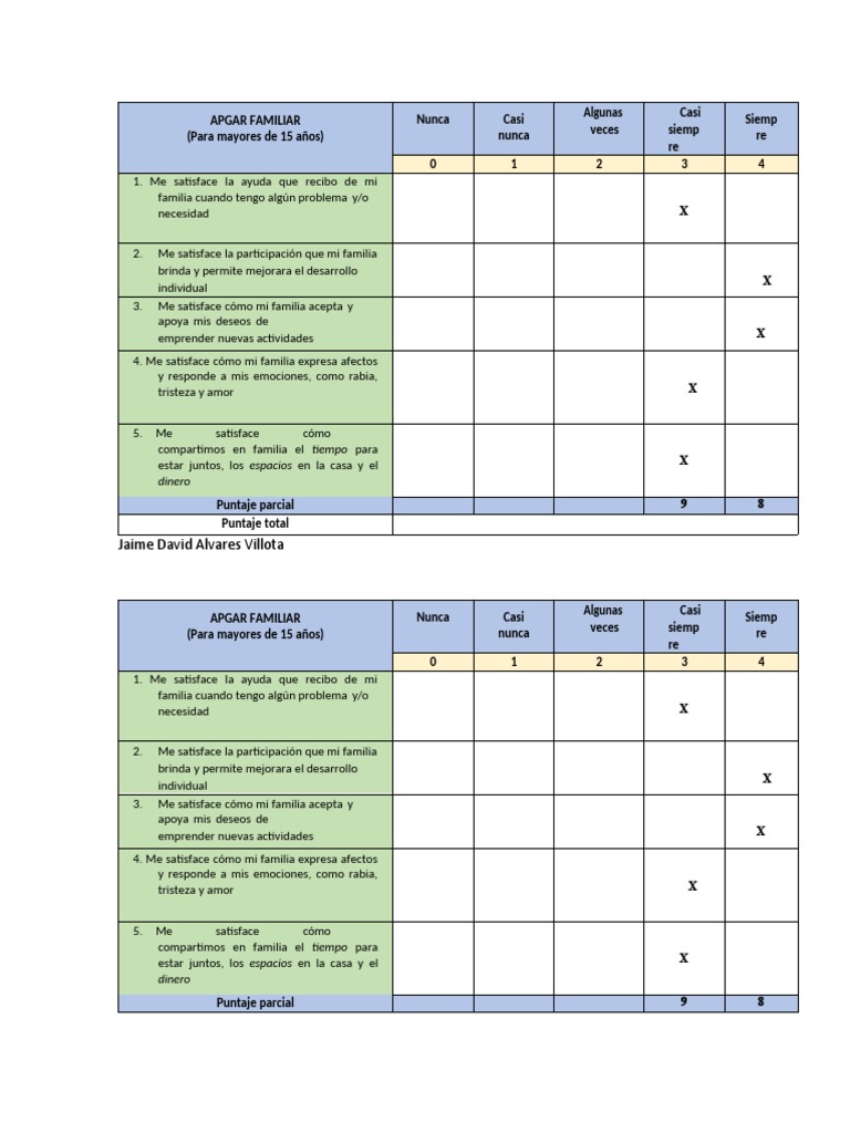 Apgar Familiar | PDF | Sicología | Conceptos psicologicos