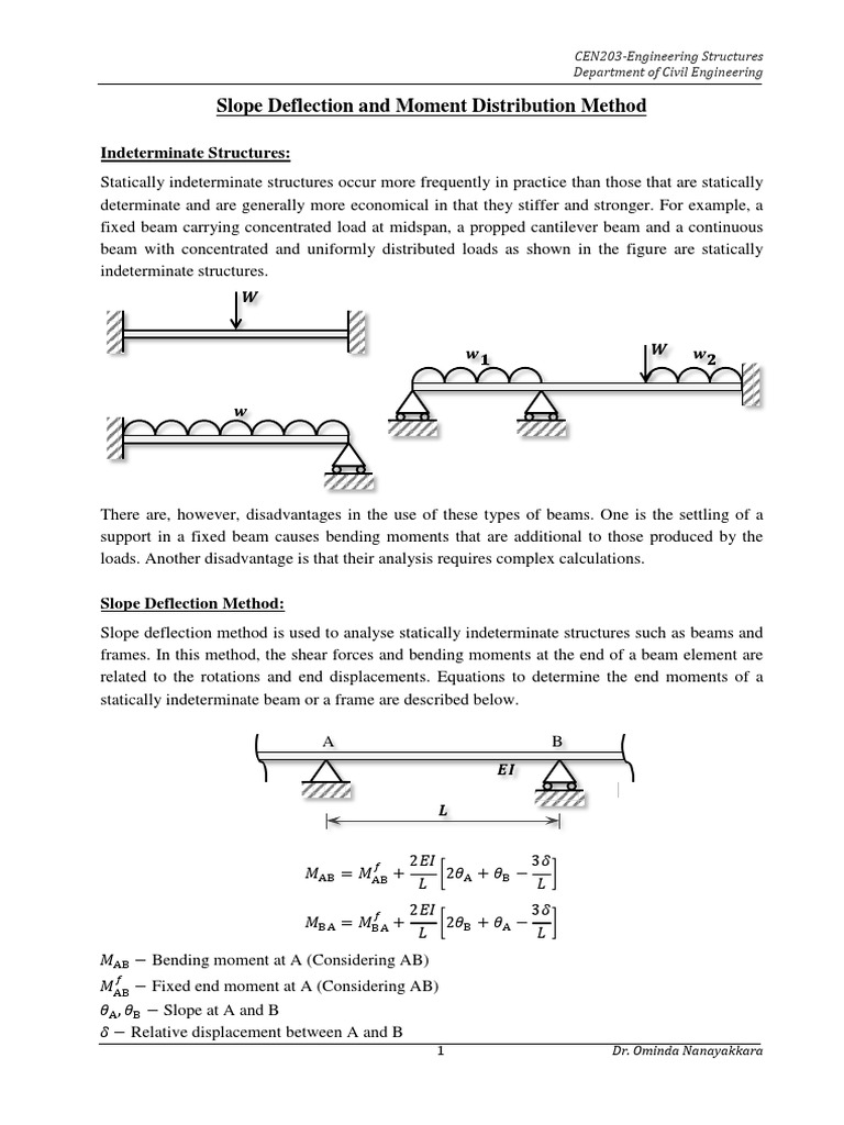 Lecture-Slope Deflection and Moment Distribution | PDF | Beam ...
