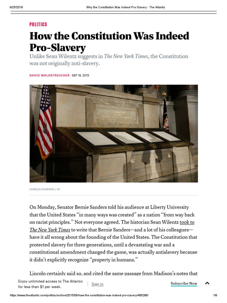 Why The Constitution Was Indeed Pro-Slavery - The Atlantic | PDF ...