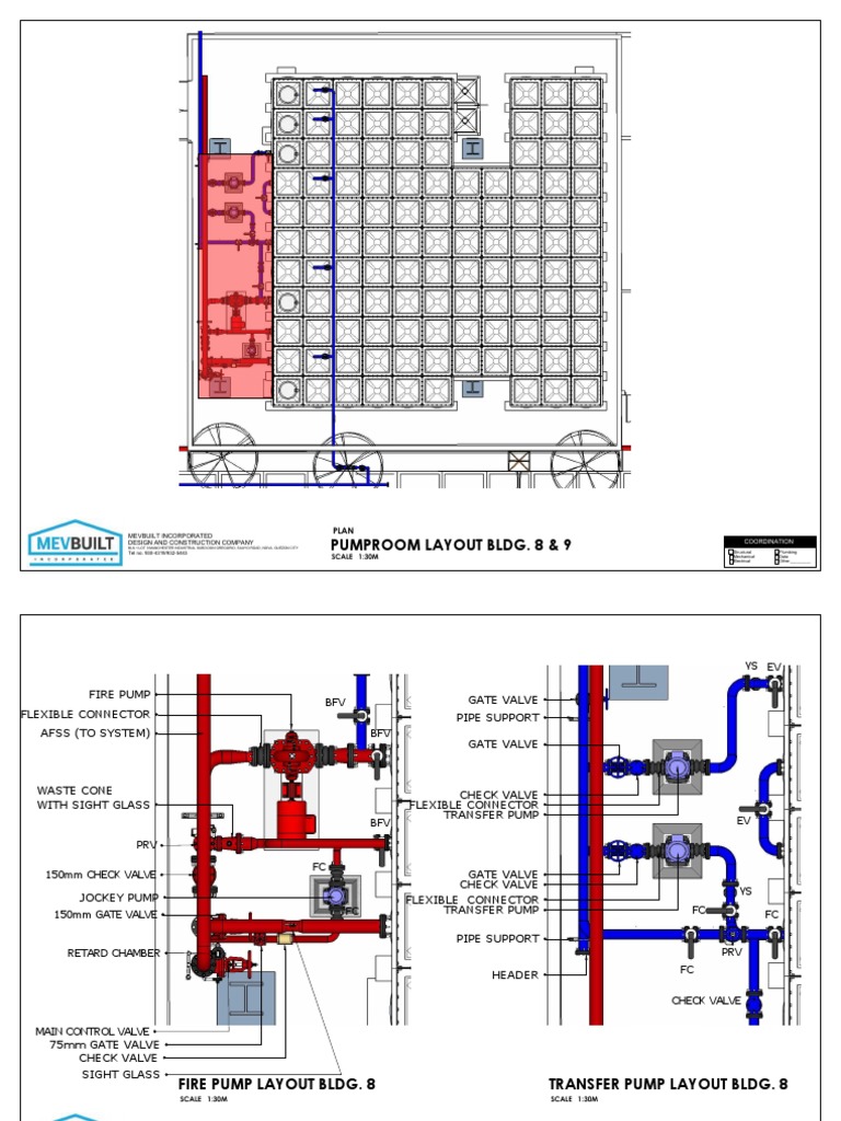 Pump Room Layout for Buildings 8 & 9 | PDF | Pump | Valve