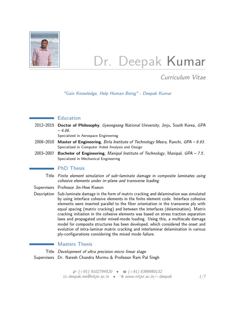 Deepak CV | PDF | Composite Material | Mechanical Engineering