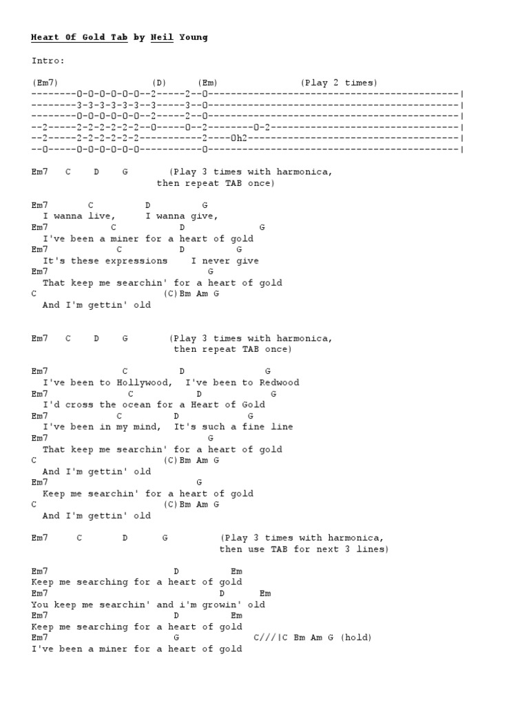 Heart of Gold Tab by Neil Young | PDF