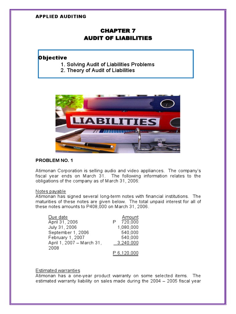 Chapter 7 Audit of Liabilities | PDF | Bonds (Finance) | Book Value