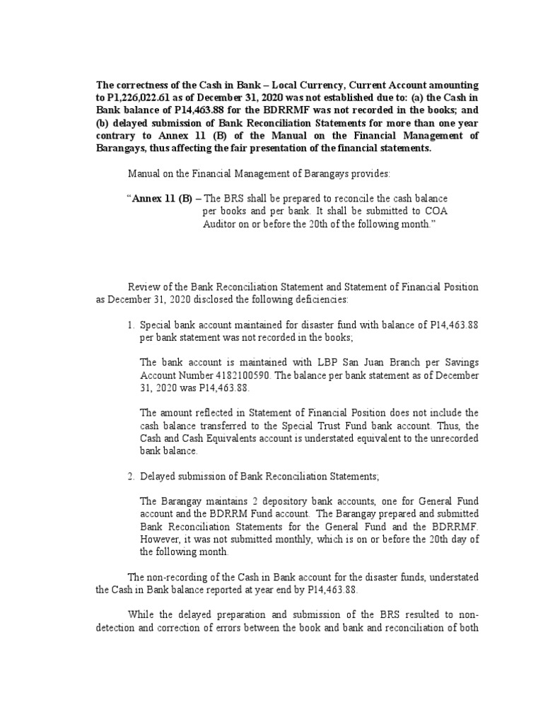 AOM No. 01 - Cash | PDF | Banks | Accounting