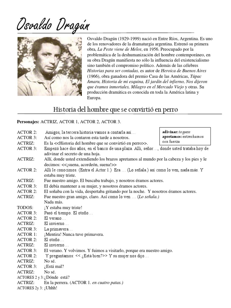 Historia Del Hombre Que Se Convirtió en Perro - Osvaldo Dragún | PDF