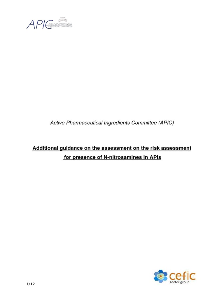 Active Pharmaceutical Ingredients Committee (APIC) | PDF | Nitrite | Risk
