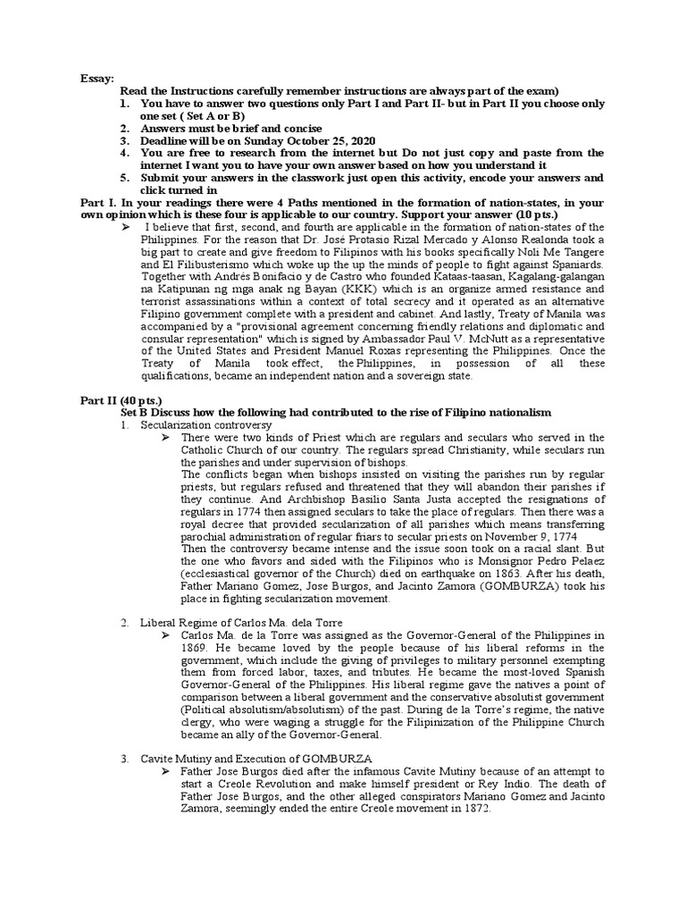 Rizal Nationalism Essay | PDF | Philippines
