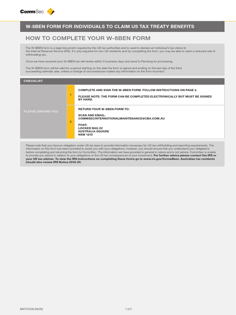 MKTG1008 1018 International Securities W8ben Form | PDF | Irs Tax Forms ...