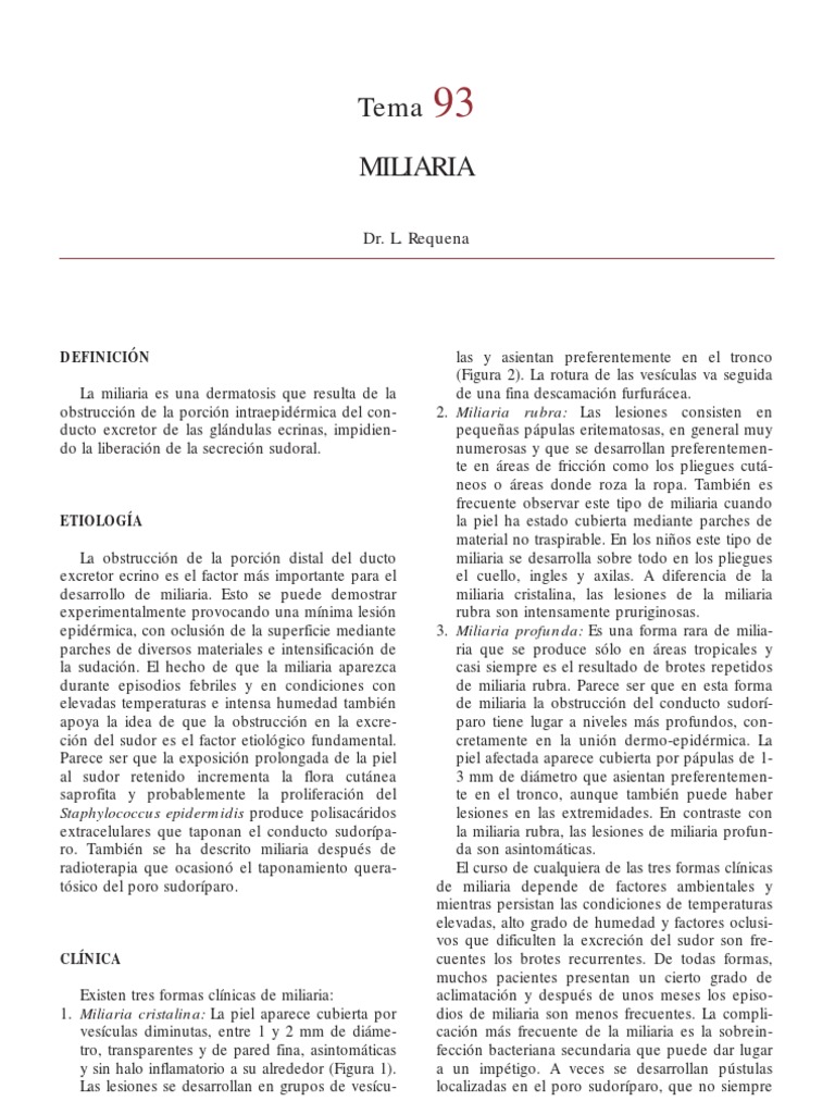 Tratamiento y tipos de miliaria | PDF | Condiciones cutáneas | Órgano ...