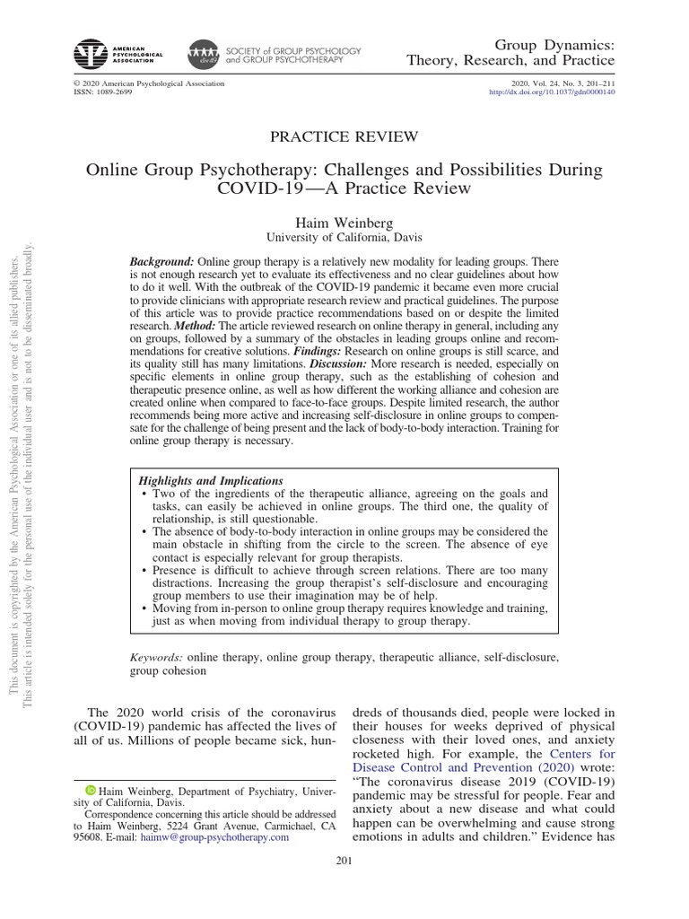 Online Groups Post COVID | PDF | Psychotherapy | Cognitive Behavioral ...