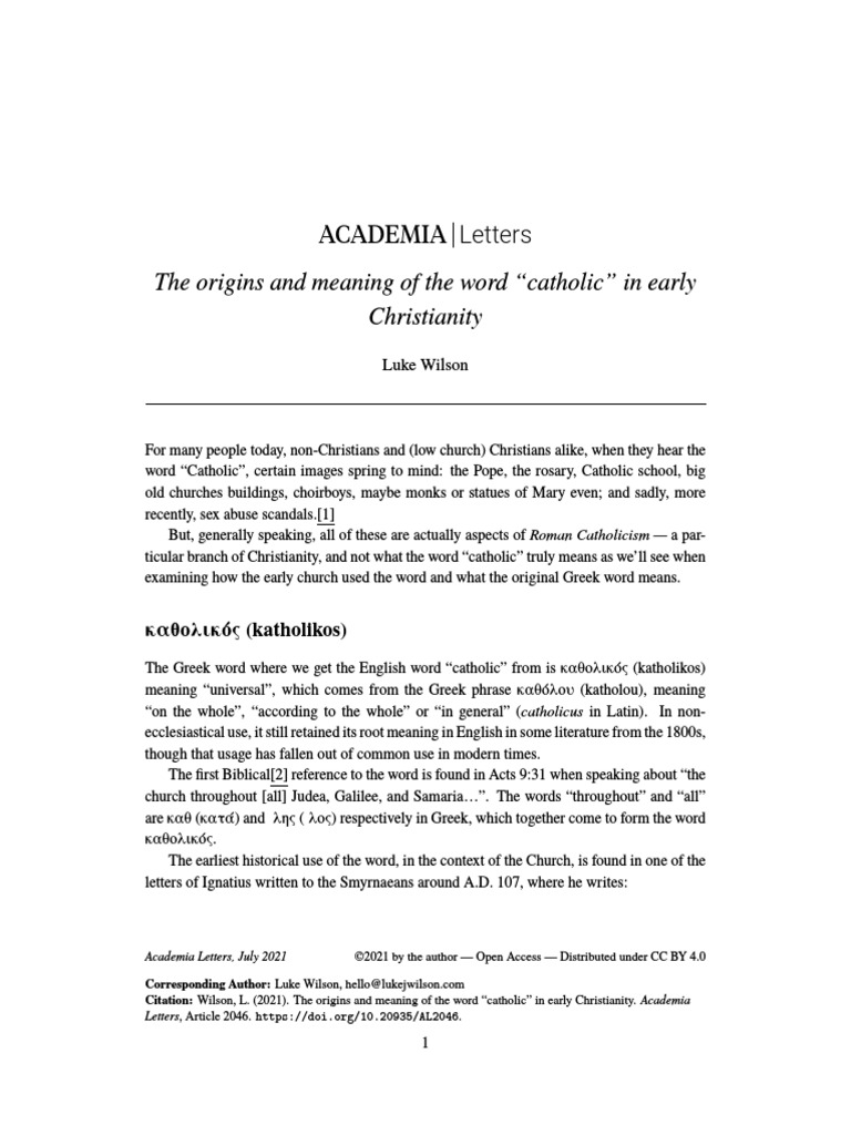 The Origins and Meaning of The Word Cath | PDF | Christian Church ...