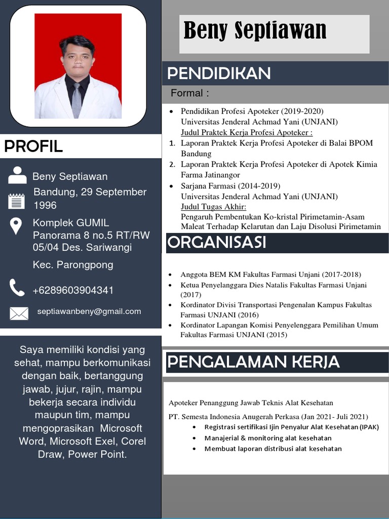 CV Dan Berkas Lamaran Beny Septiawan RS-dikompresi | PDF