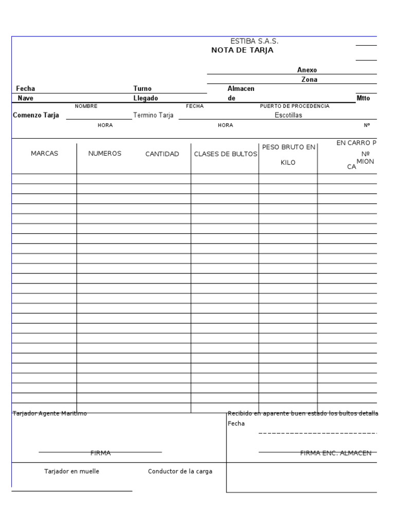 Formatos Tarja | PDF | Buques | Transporte de mercancías