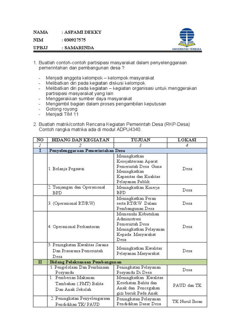 Tugas 1 Adm Pemerintahan Desa | PDF