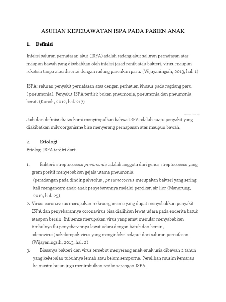 Asuhan Keperawatan Ispa Pada Pasien Anak | PDF