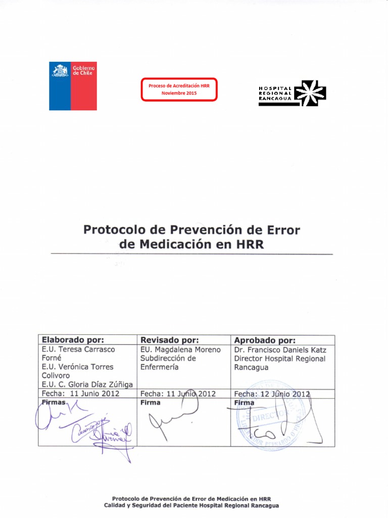 Protocolo Error de Medicacion | PDF | Medicamentos con receta ...