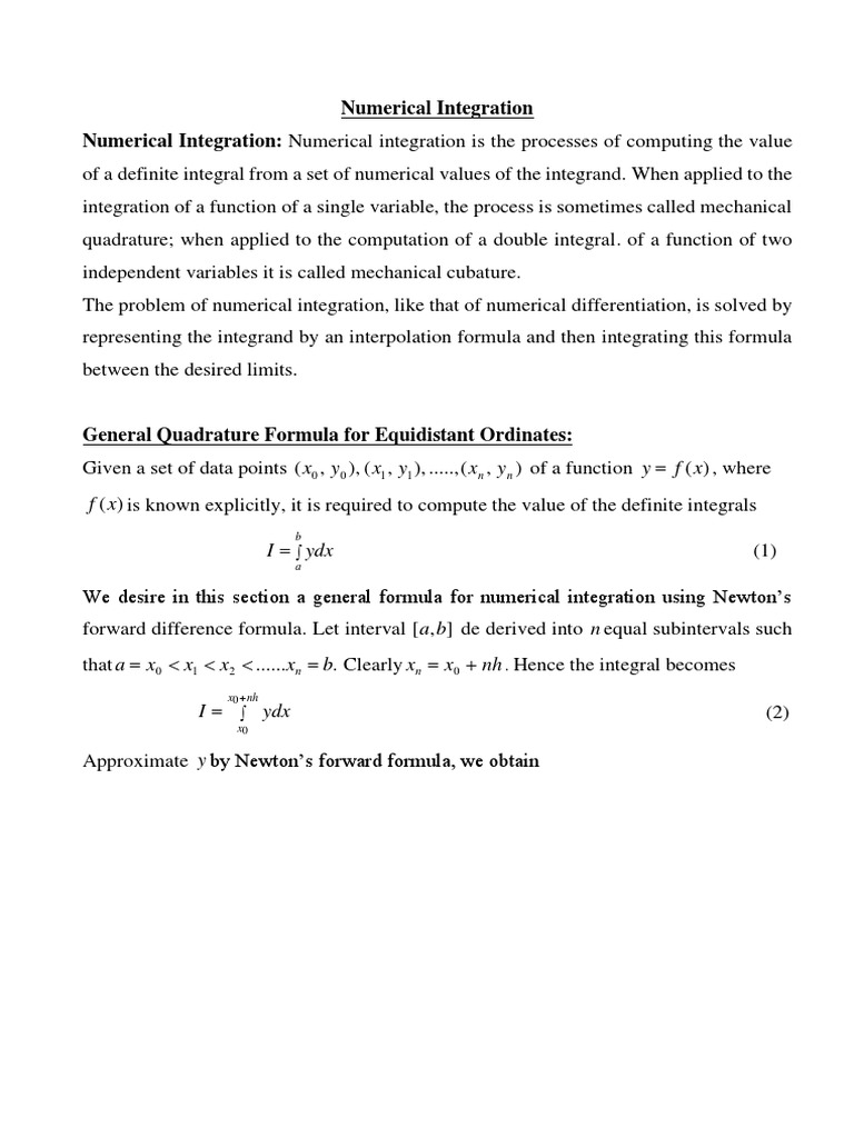 Numerical Integration | PDF | Integral | Mathematics