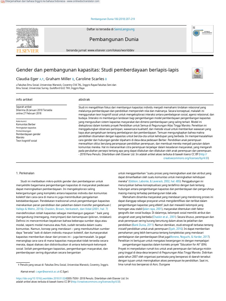 2018 Eger Gender and Capacity Study of Empowerment | PDF