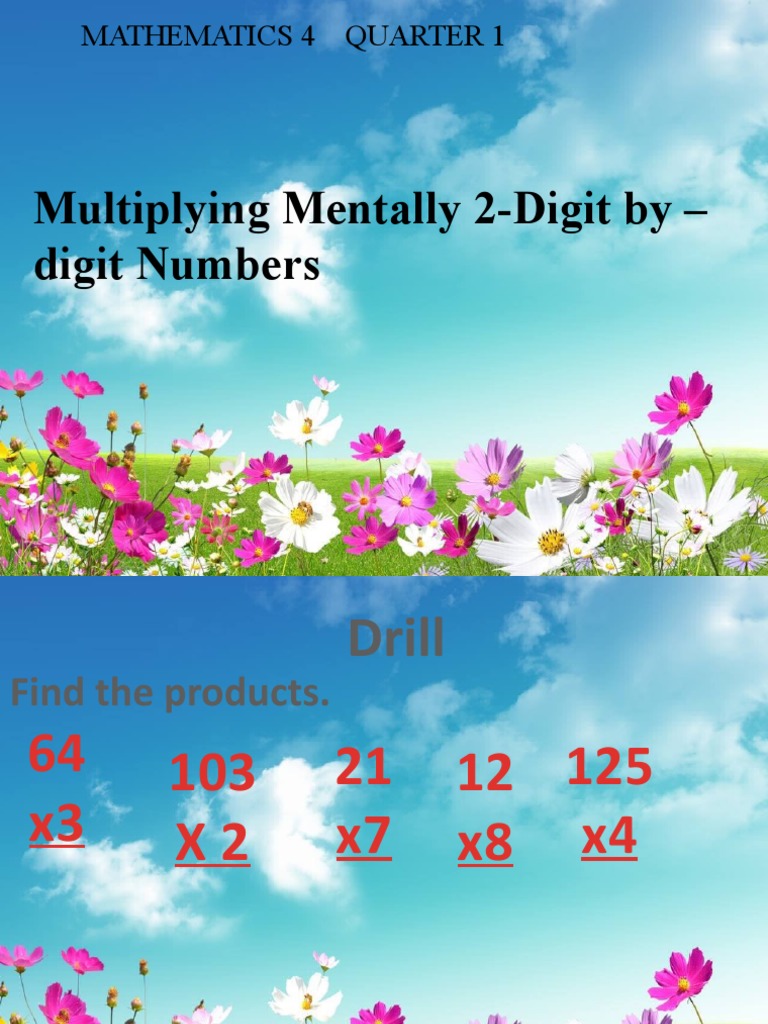 MATH Q1 Lesson 11 Multiplying Mentally 2 Digit by 1 Digit Numbers ...