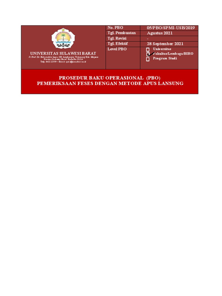 Baso Taufik - SOP Pemeriksaan Feses - DR - Elsa. | PDF