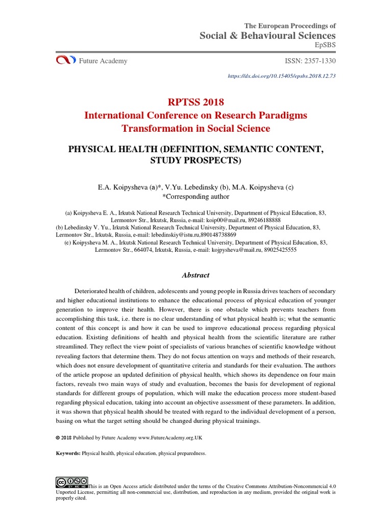 Physical Health Definition Semantic Content Study | PDF | Science ...