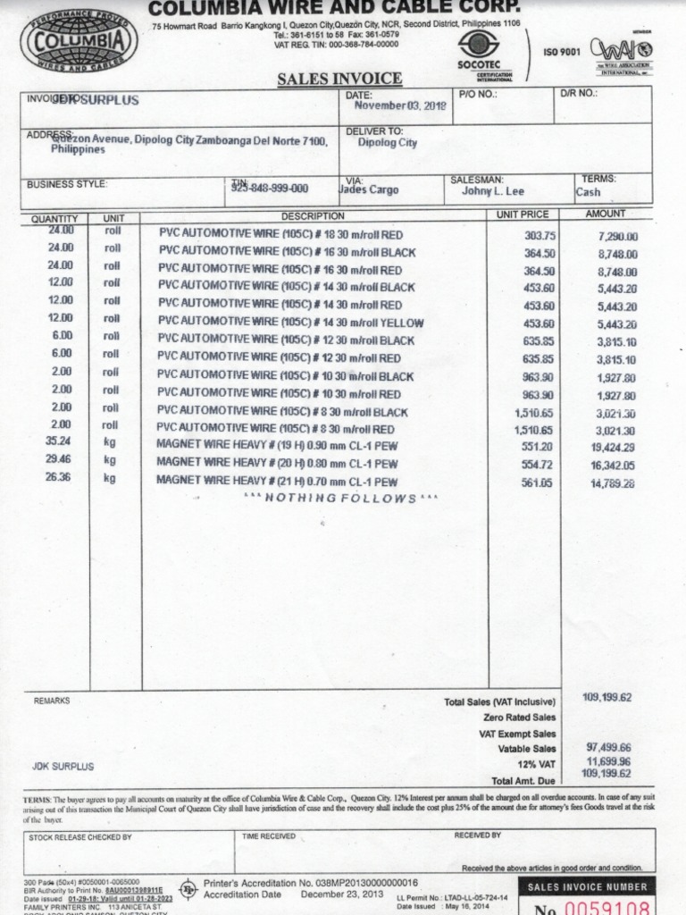 Columbia Wire DR | PDF