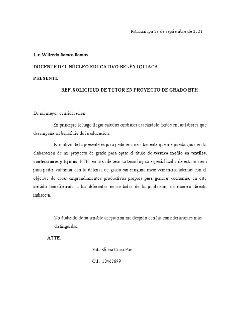 Solicitud Al Tutor | PDF