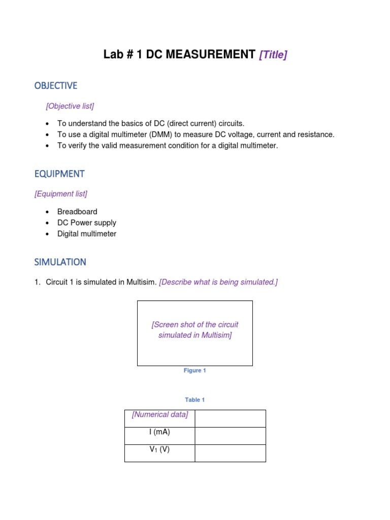 Lab # 1 DC Measurement: Objective | PDF | Electrical Network | Metrology
