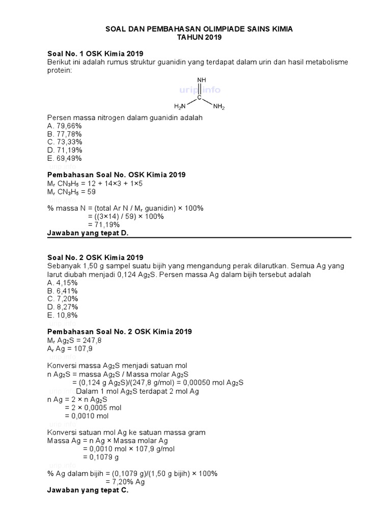 Soal Dan Pembahasan Osk 2019 | PDF