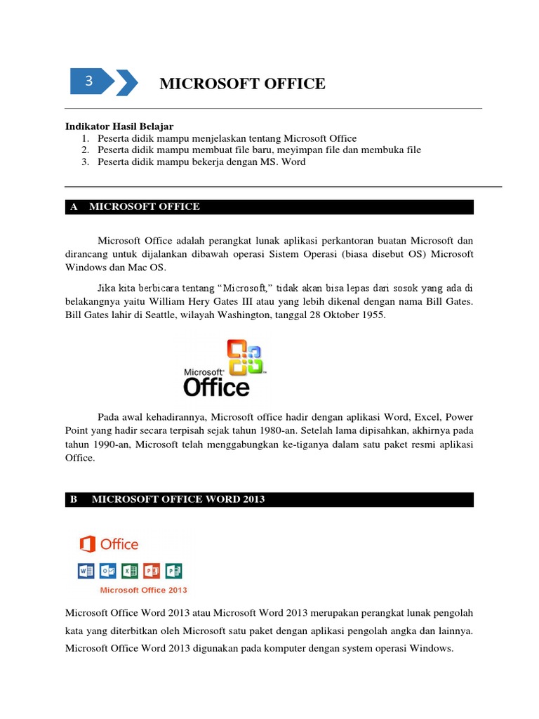 Panduan Dasar Microsoft Word 2013 | PDF