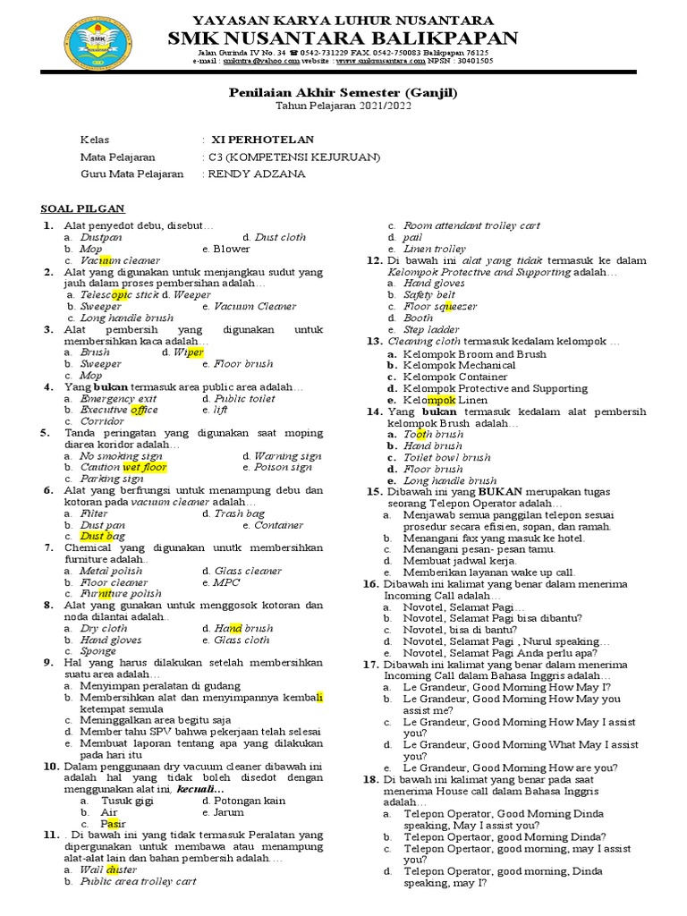 Format Soal Pilgan | PDF