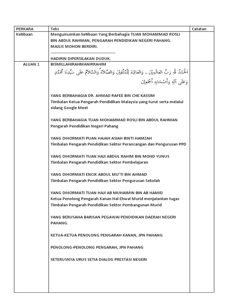 Teks MC Dialog Prestasi | PDF