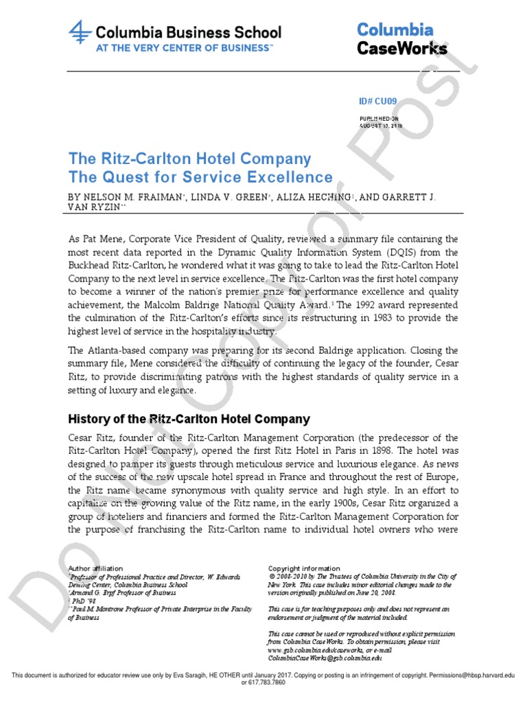 CU09-PDF-ENG The Ritz-Carlton Hotel Company - The Quest For Service ...