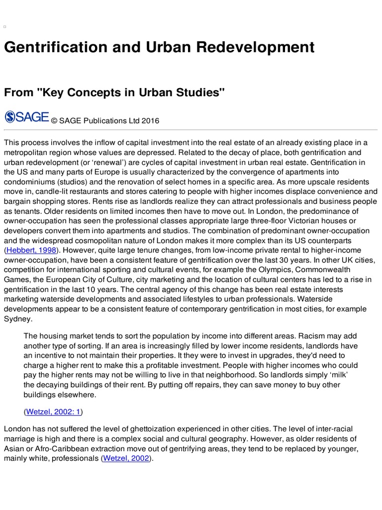 Gentrification and Urban Redevelopment: From "Key Concepts in Urban ...