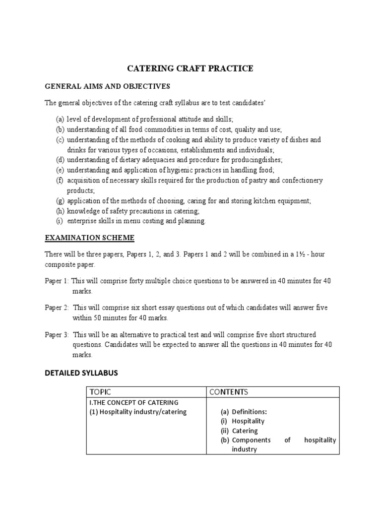 Catering Craft Practice | PDF | Foods | Menu