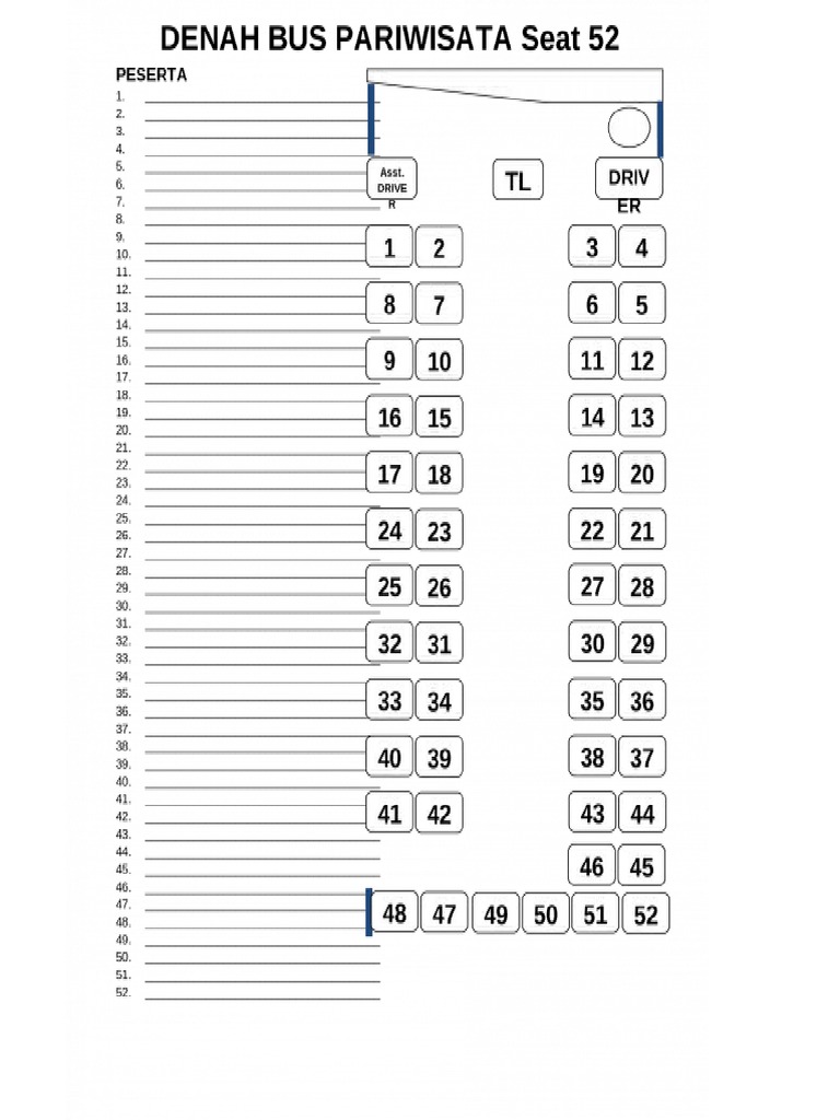 Denah Bus Isi 52 Seat | PDF