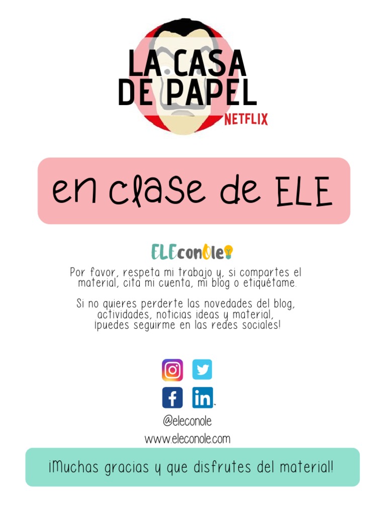 Fichas de personajes de La Casa de Papel | PDF