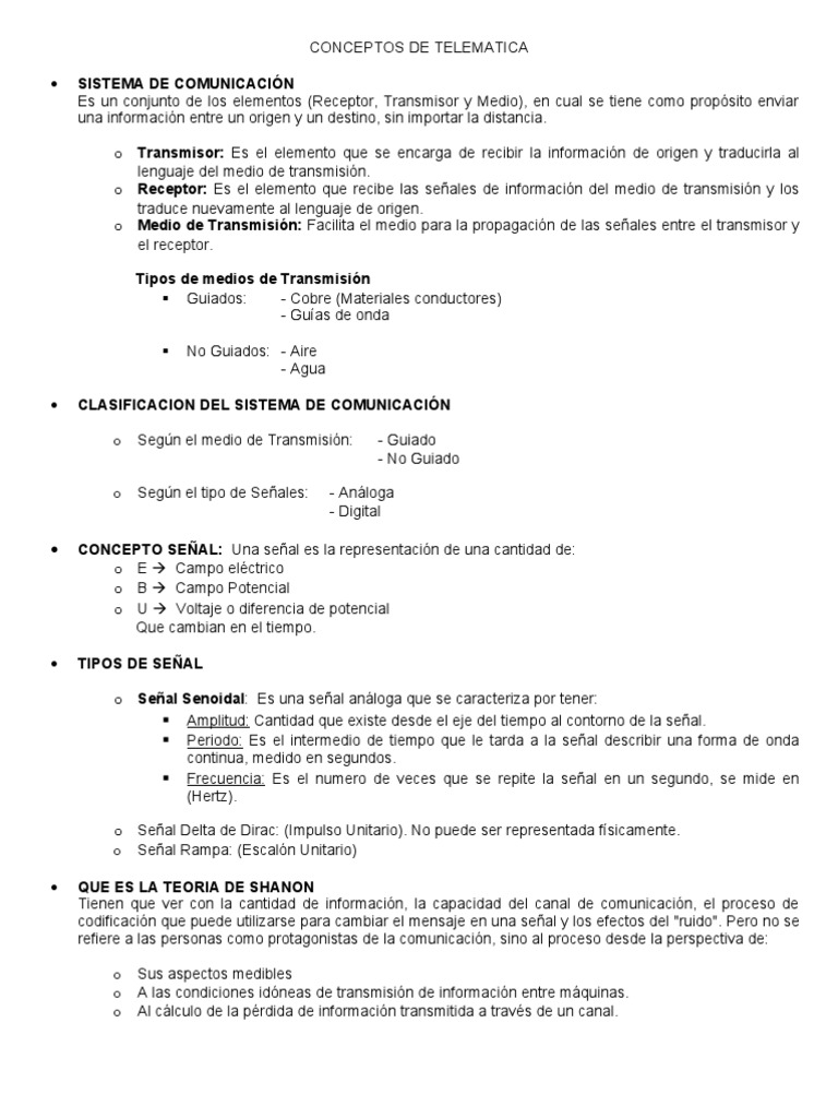 Conceptos de Telematica | PDF | Modulación | Dirección IP