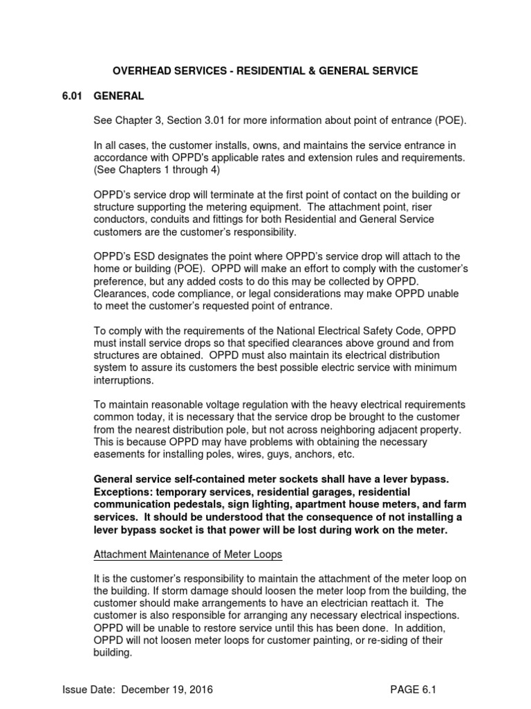 Meter Manual Chapter 6 Overhead Services | PDF | Electrical Wiring ...
