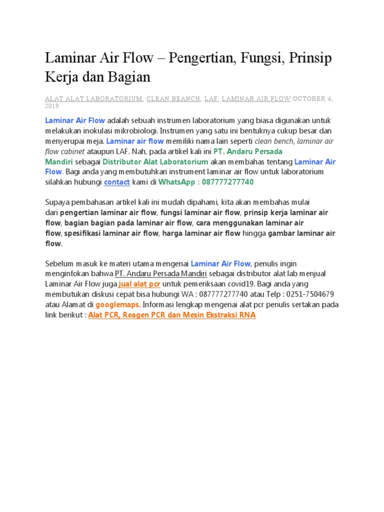 Laminar Air Flow | PDF