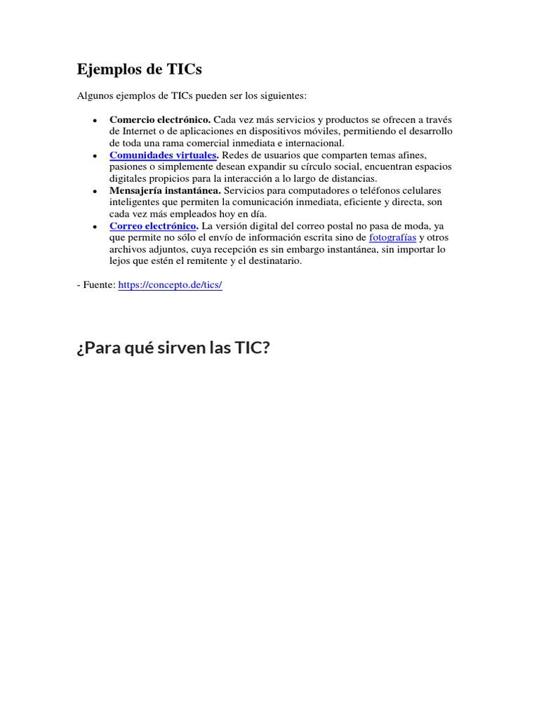 Ejemplos de TICs | PDF | Tecnología de información y comunicaciones ...